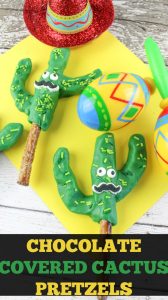 Chocolate Covered Cactus Pretzels - Cinco De Mayo Dessert